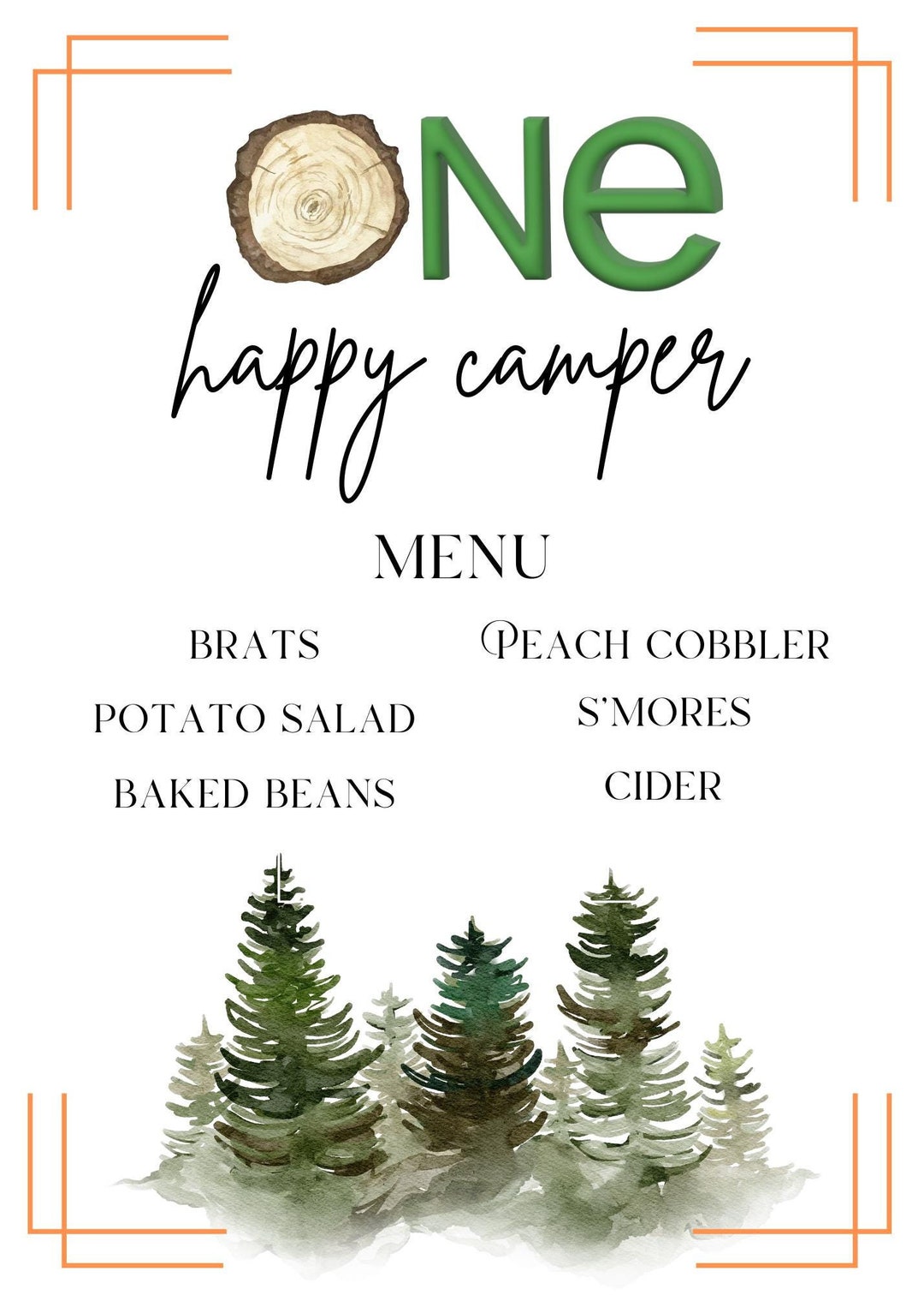 Customizable "happy Camper" Birthday Menu (5x7) - Etsy