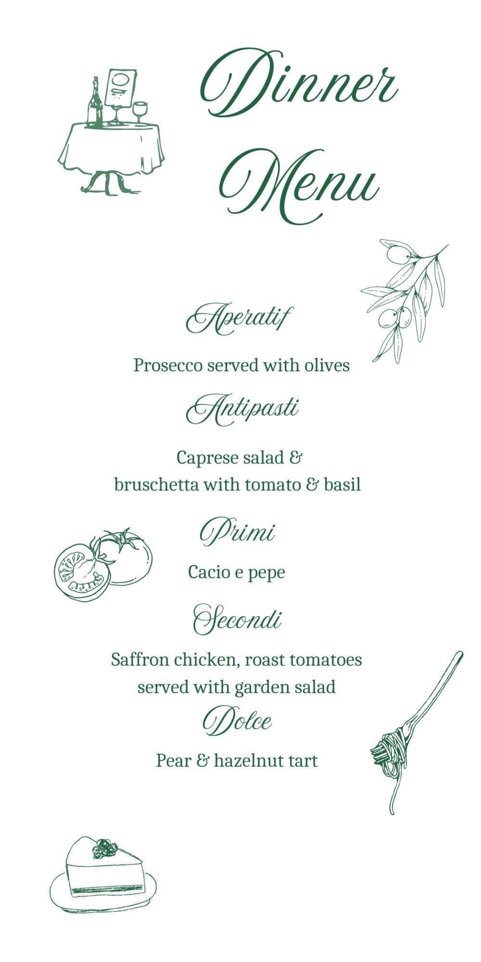 Mama Mia Italian Dinner Menu (4x8) - Etsy