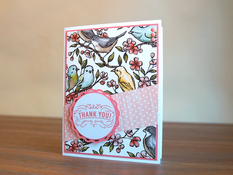 Handmade Thank You Card With Beautiful Spring Background - Etsy