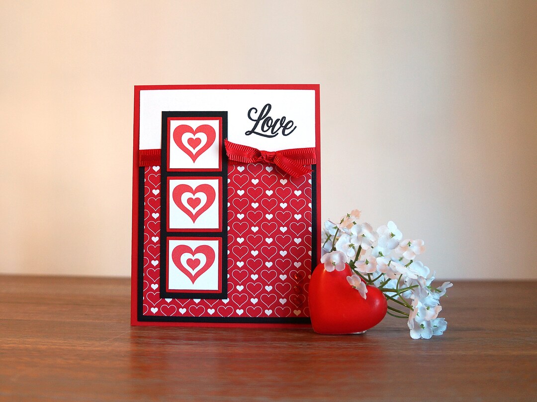 Handmade Valentine Card With Heart Tiles - Etsy