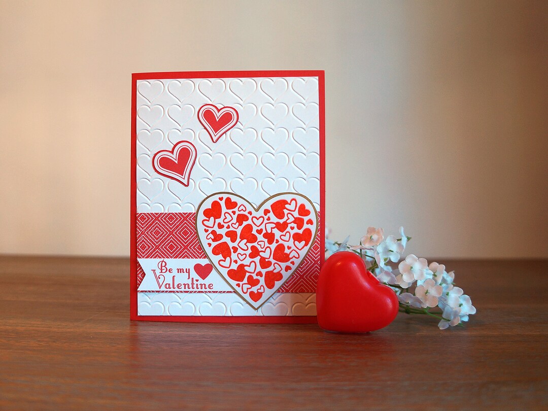 Handmade Valentine Card With Beautiful Hearts - Etsy