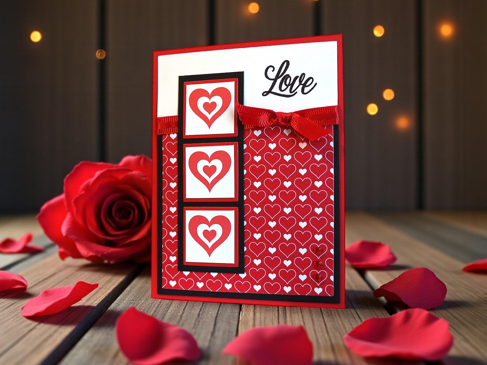 Handmade Valentine Card With Heart Tiles - Etsy