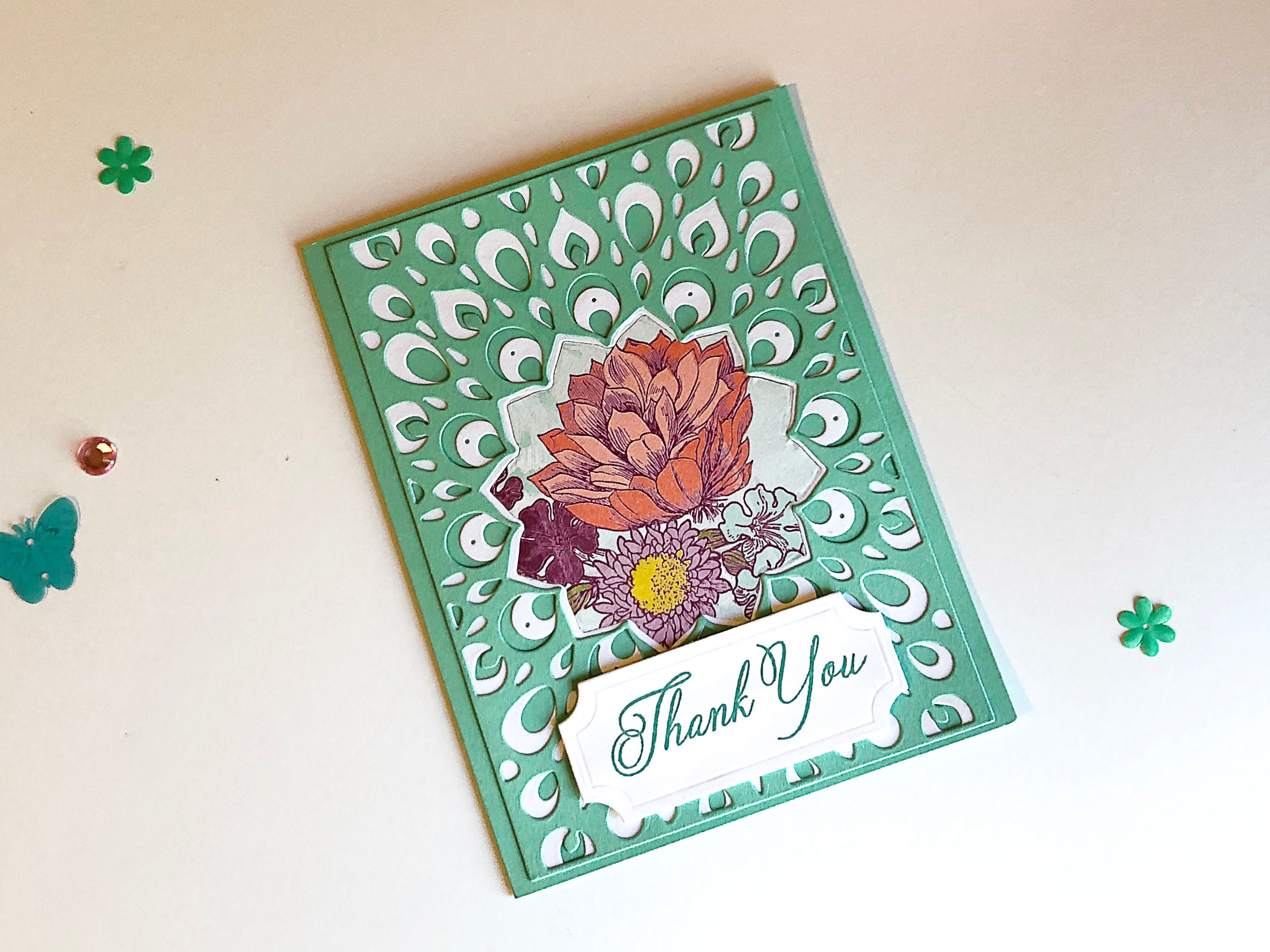 Handmade Thank You Card With Beautiful Layered Background - Etsy