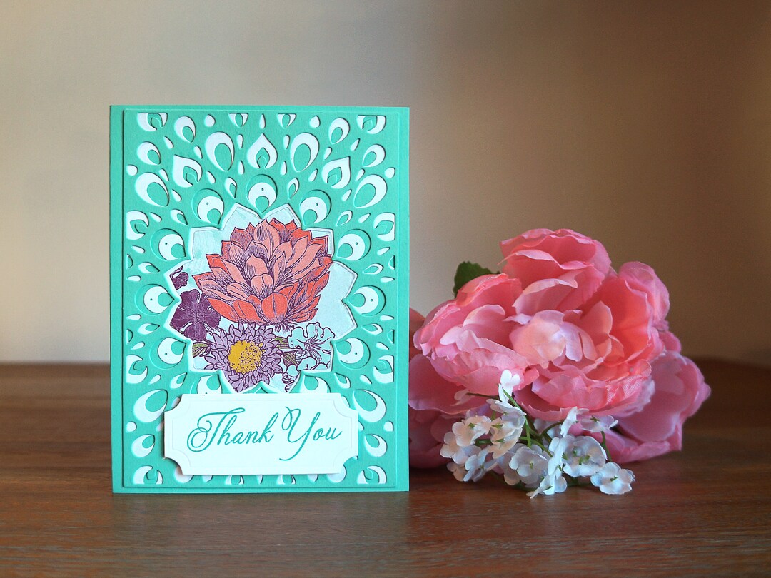 Handmade Thank You Card With Beautiful Layered Background - Etsy