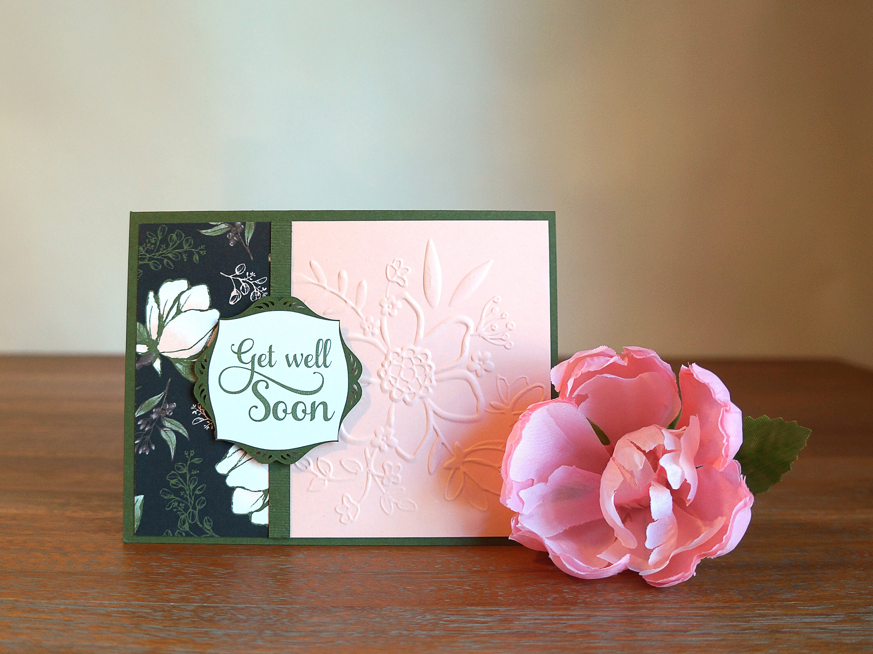 Handmade Get Well Card With Embossed Flower - Etsy