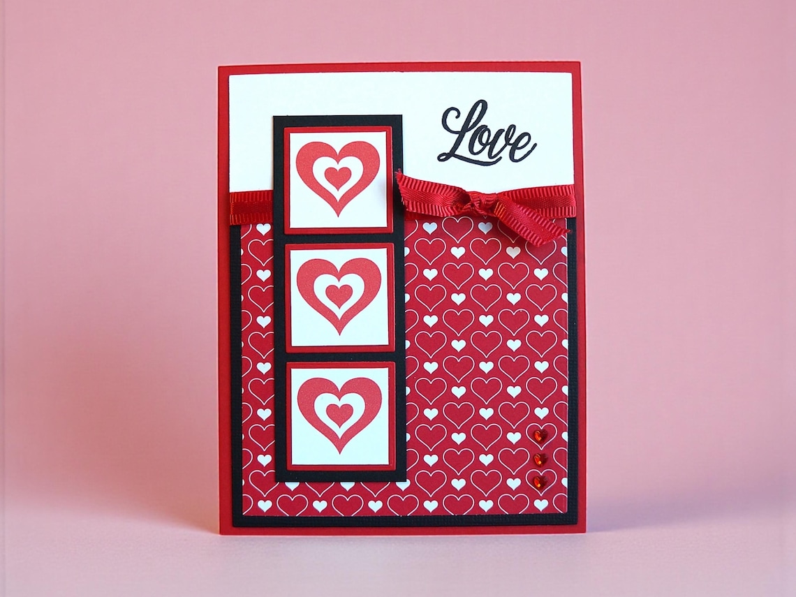 Handmade Valentine Card With Heart Tiles - Etsy