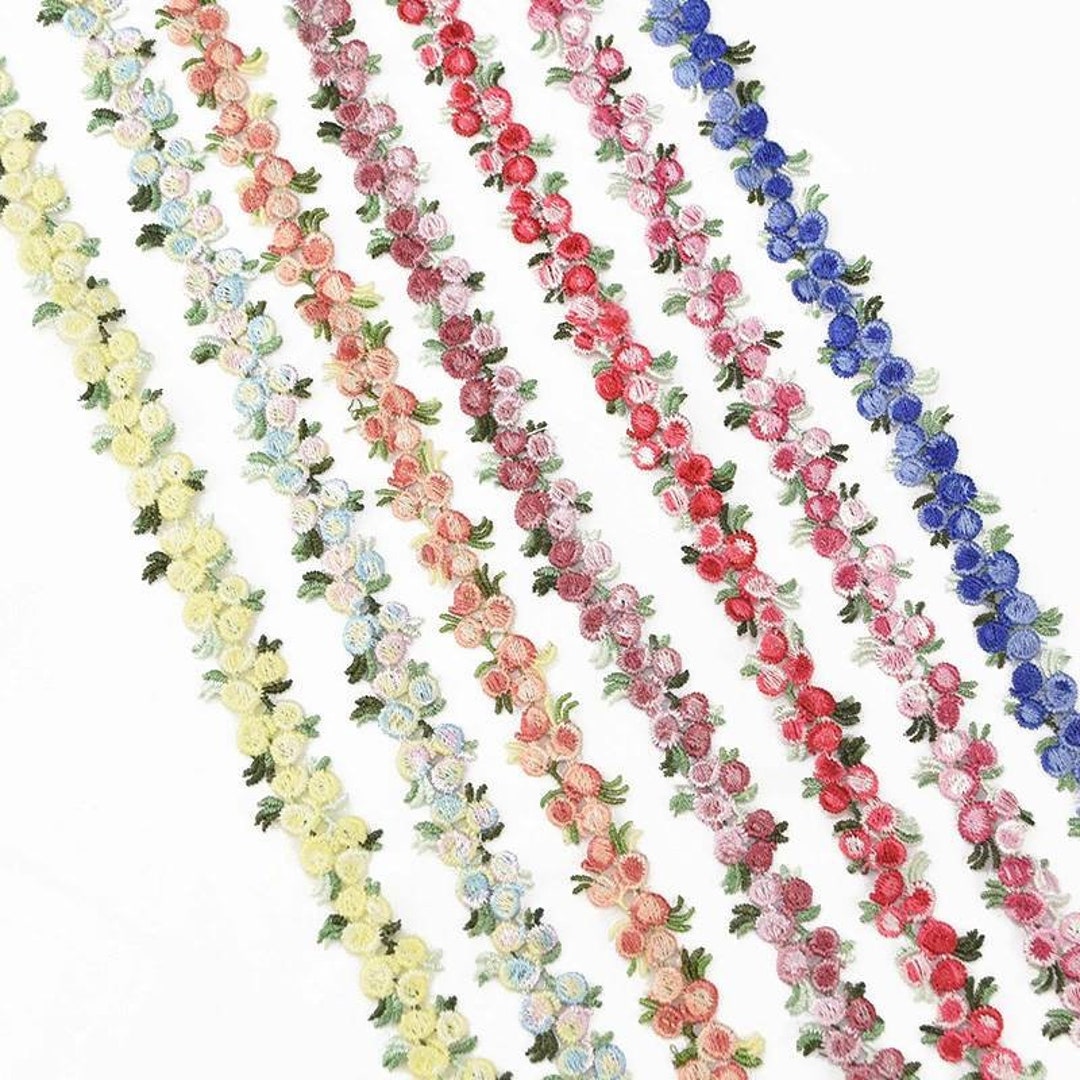 2 Yards of Flower Embroidered Lace, Trim Ribbons. Fabric Trim DIY ...