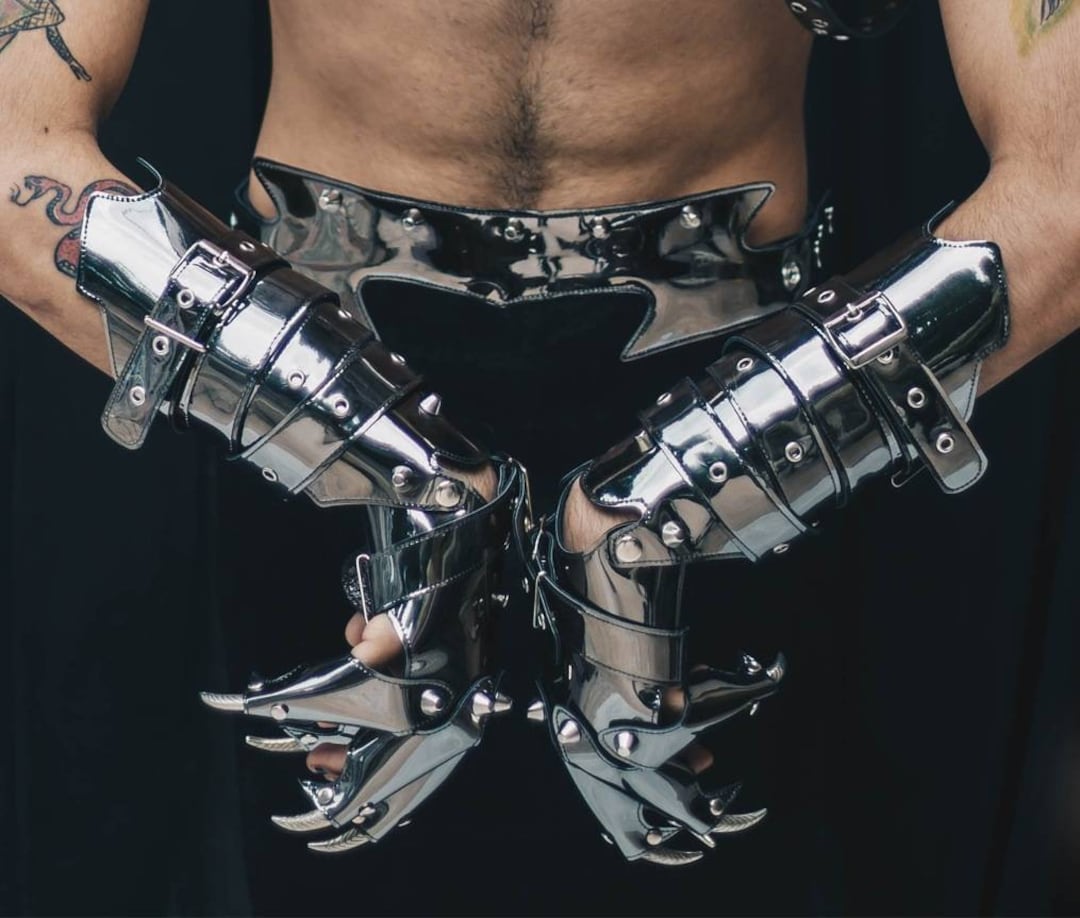 Guanteletes De Garra Articulados: Cuero De PU Negro, Equipo BDSM - Etsy