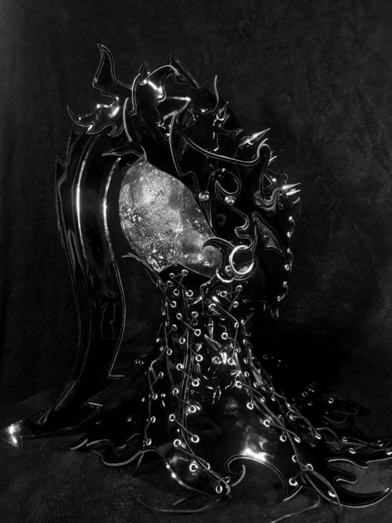 Long-tailed Black Fire Alien Demon, BDSM Mask. - Etsy