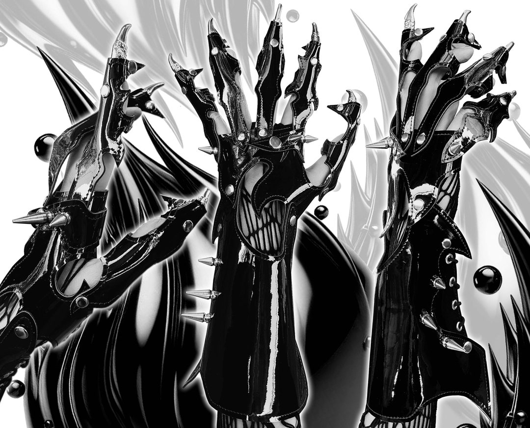 Black Faux Leather Claw Gauntlet: Spiked Gothic Bracelet - Etsy