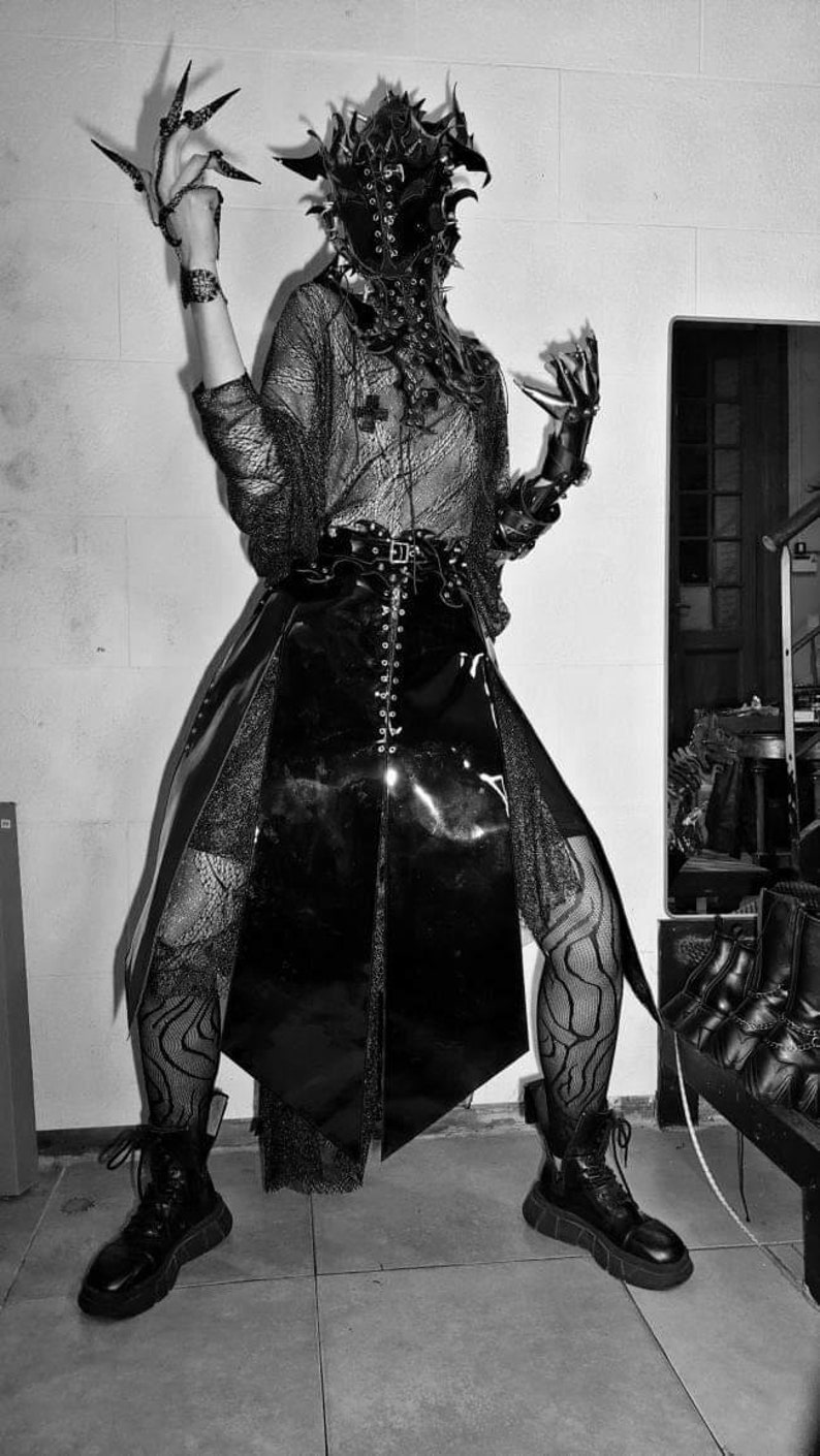 Long-tailed Black Fire Alien Demon, BDSM Mask. - Etsy