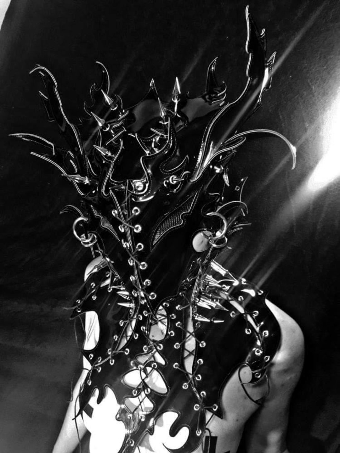 Long-tailed Black Fire Alien Demon, BDSM Mask. - Etsy