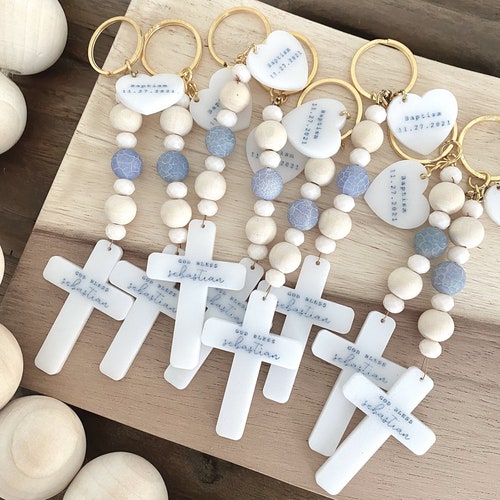 Cross Keychain Favor Baptism Favors for Boys First - Etsy