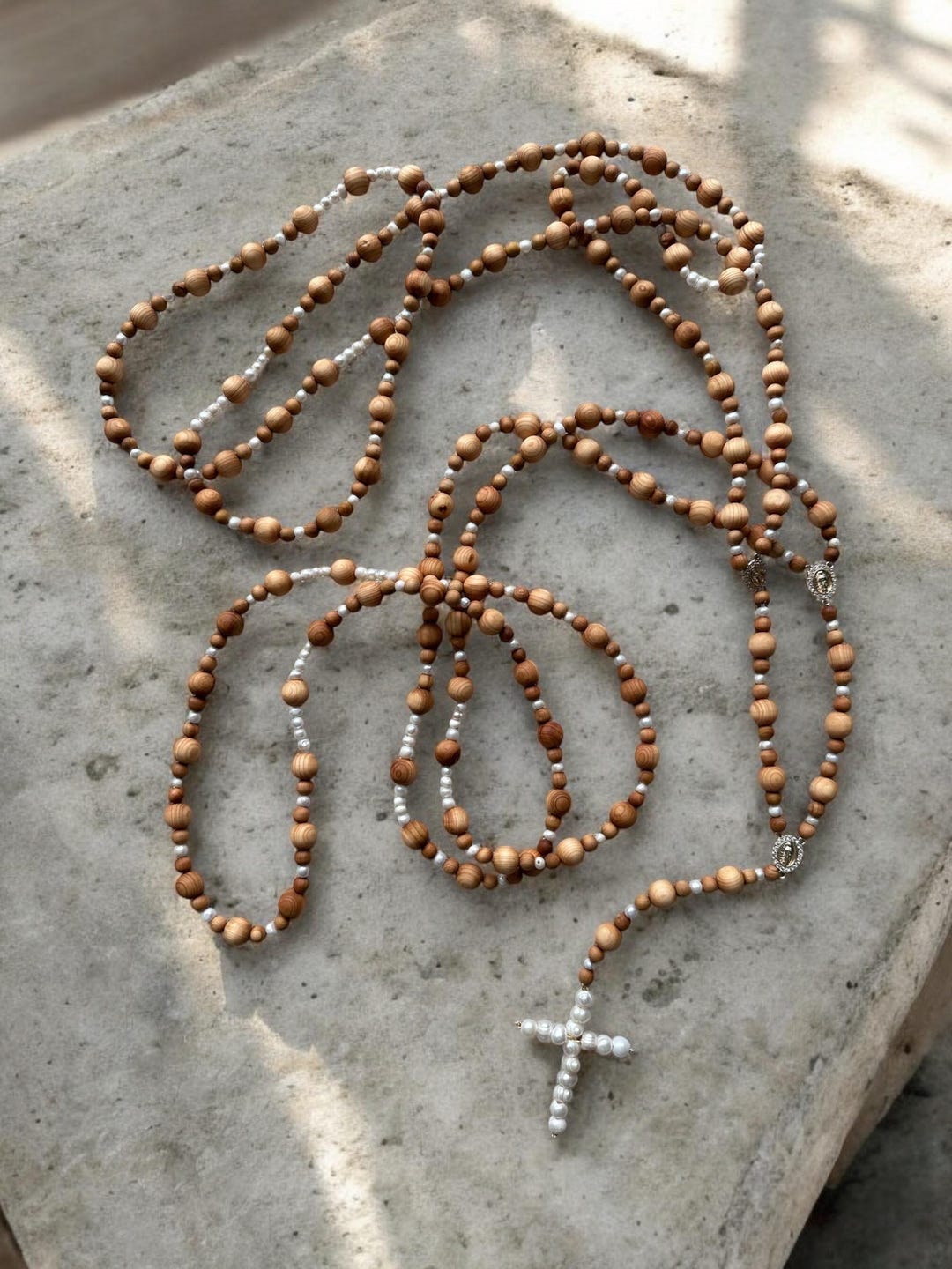 Olive Wood / Pearl Wedding Lasso Rosary - Etsy
