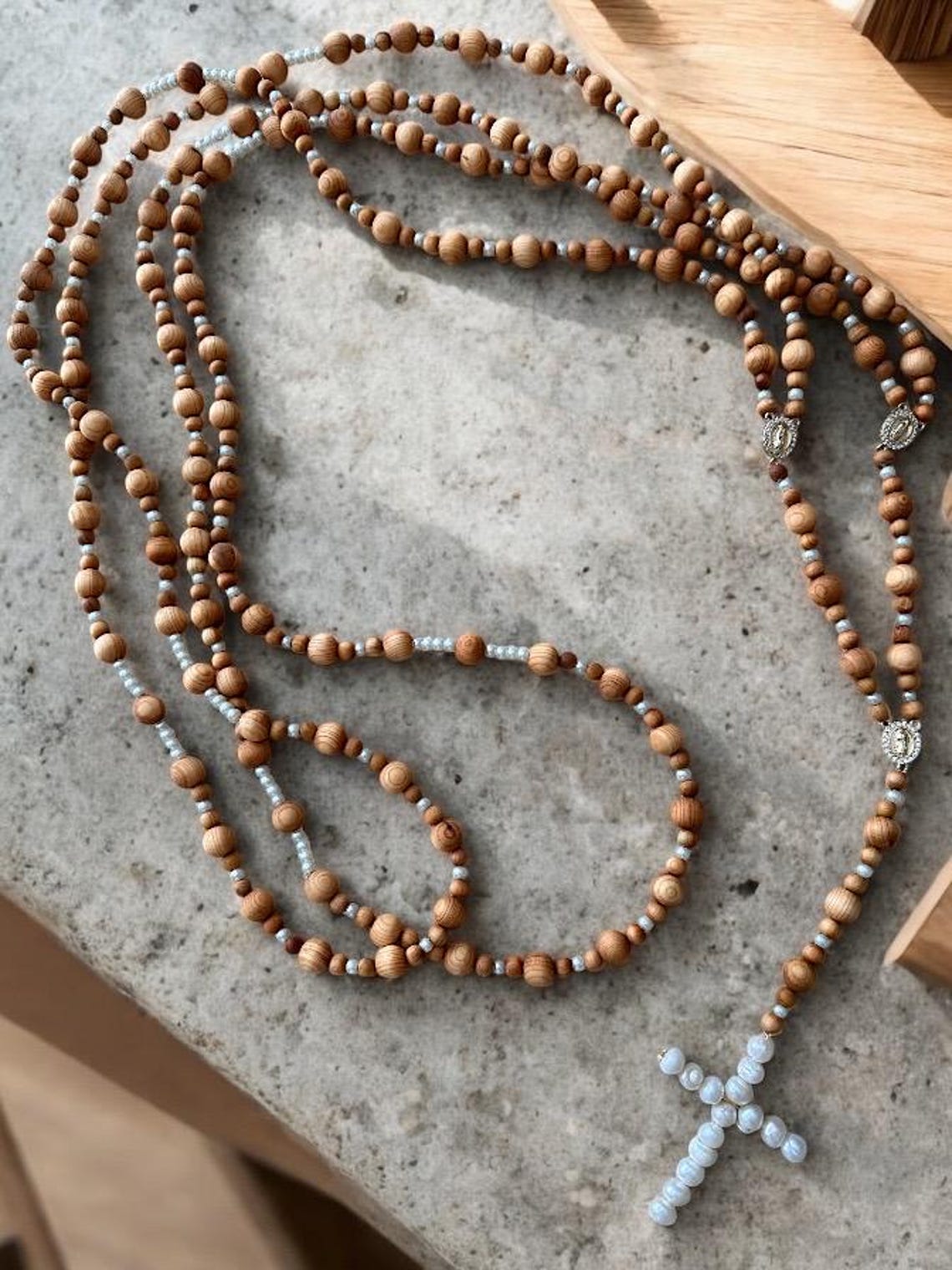Olive Wood / Pearl Wedding Lasso Rosary - Etsy