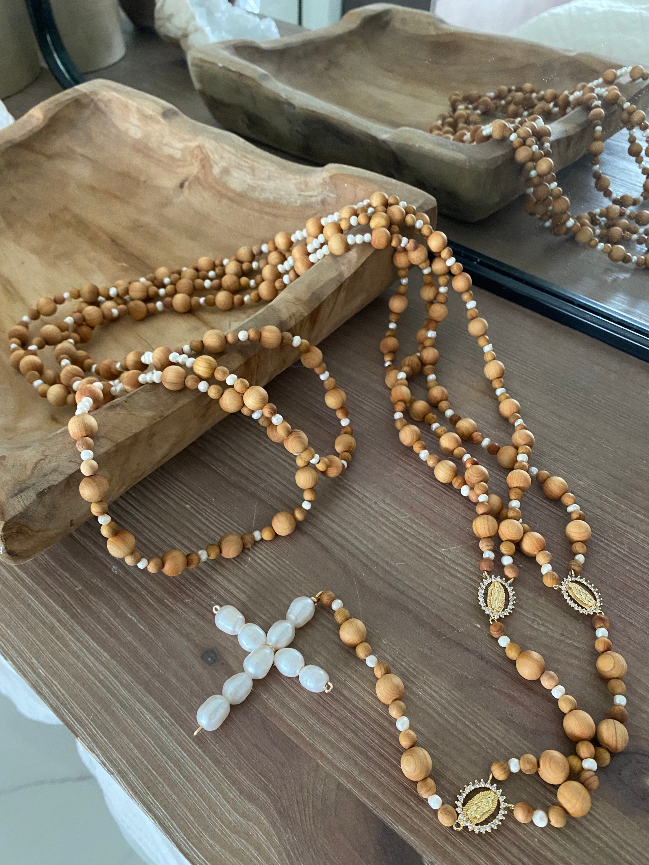 Olive Wood / Pearl Wedding Lasso Rosary - Etsy