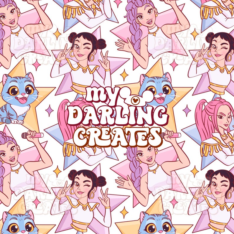 Pastel K Pop Demon Girl Hunters | Huntrix | Digital Download | Seamless ...