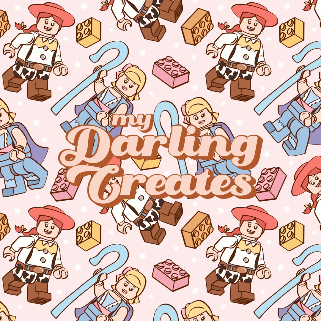 Toy Gang Girls Blocks Pink Cowgirl Pattern Seamless Repeat Pattern for ...