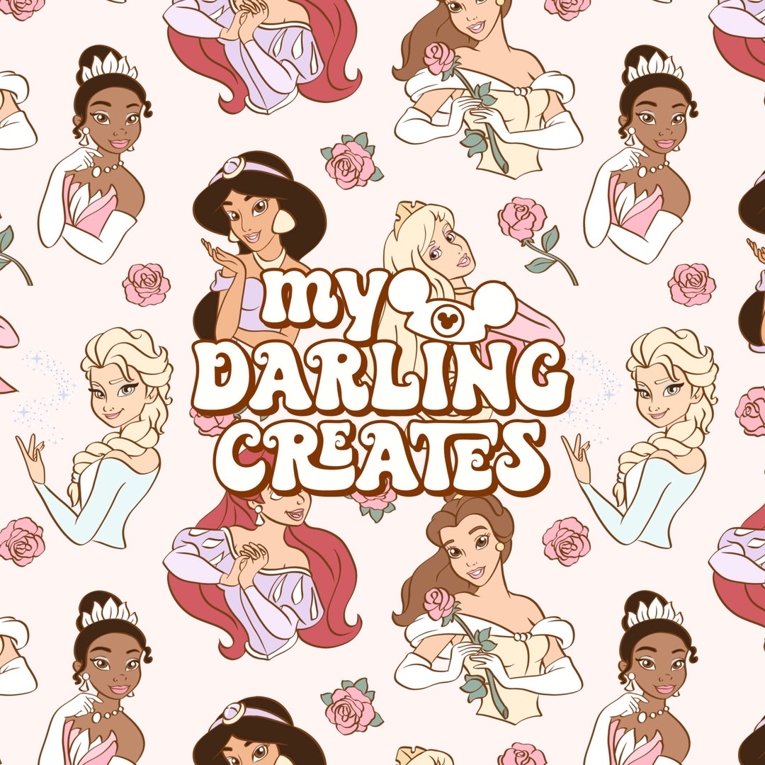 Magical Classic Princesses Cream Seamless File for Fabric Sublimation ...