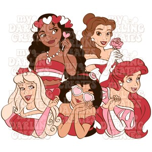 PNG Magical Valentines Princesses PNG File for Tshirt Sublimation ...