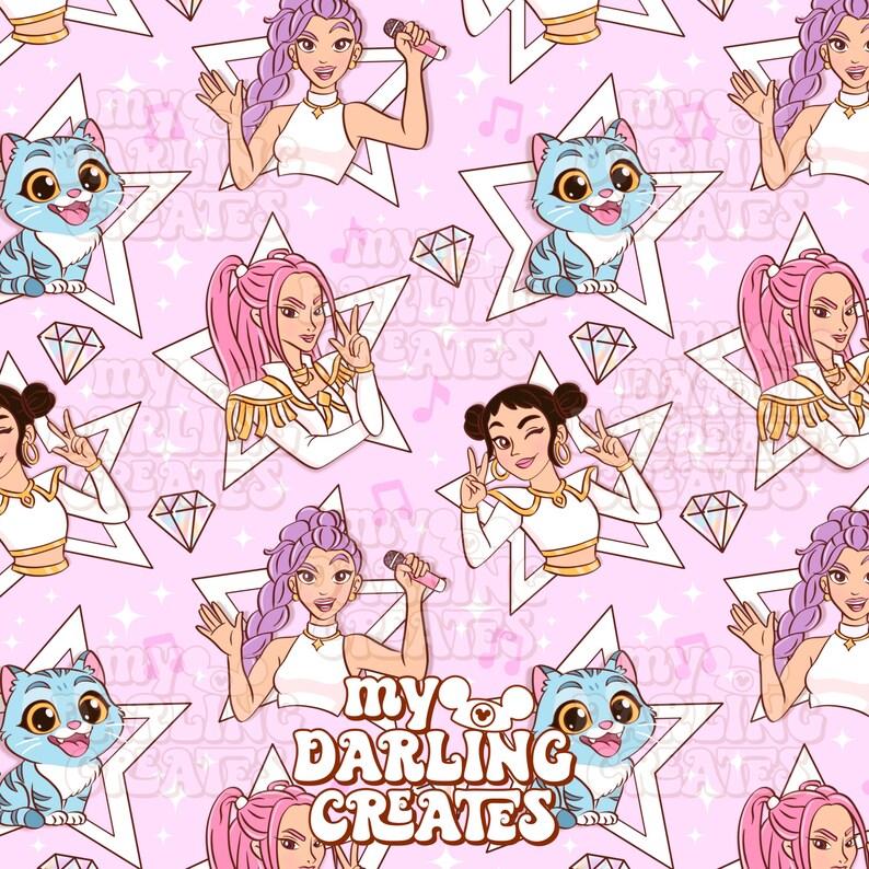 Pastel K Pop Demon Girl Hunters | Huntrix | Digital Download | Seamless ...