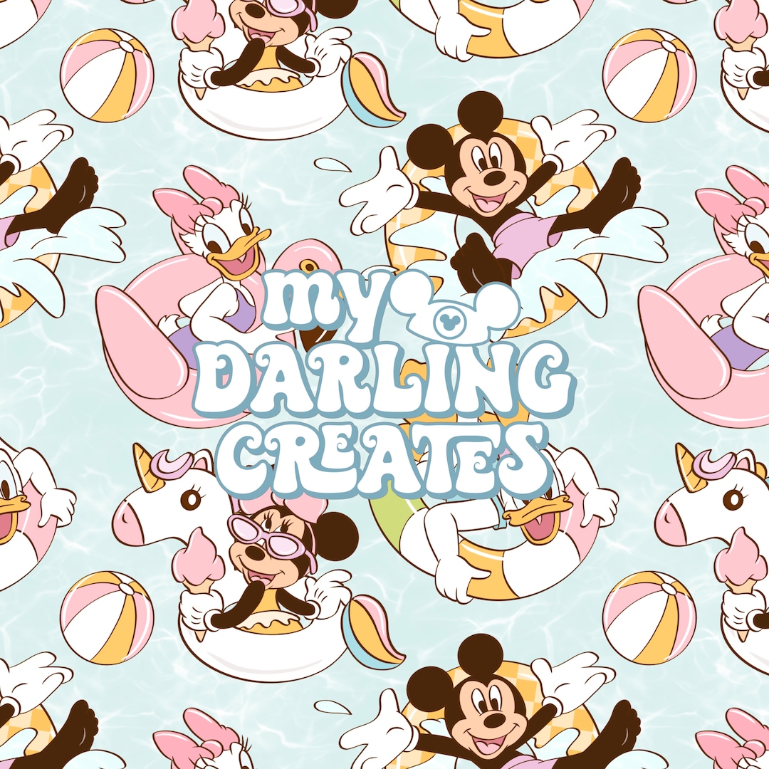 Magical Mouse Pool Party Floaty Summer Repeating Pattern for Fabric ...