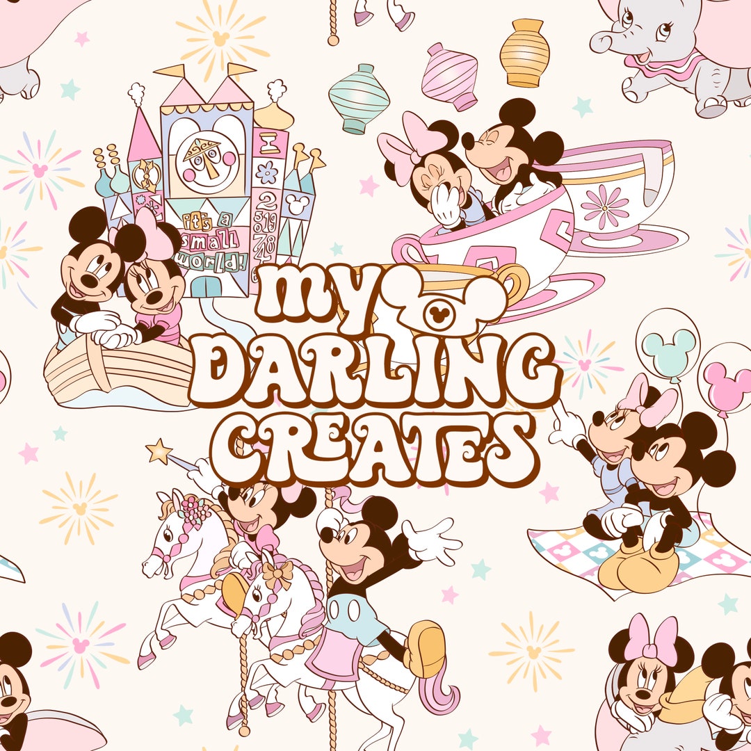 Pastel Magical Mouse Park Day Spring and Summer Repeating Pattern for ...