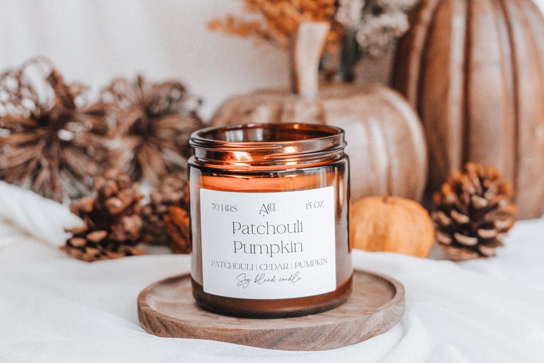 Patchouli Pumpkin - 15 Oz Soy Blend Wax Candle, Pumpkin Scented Candle ...