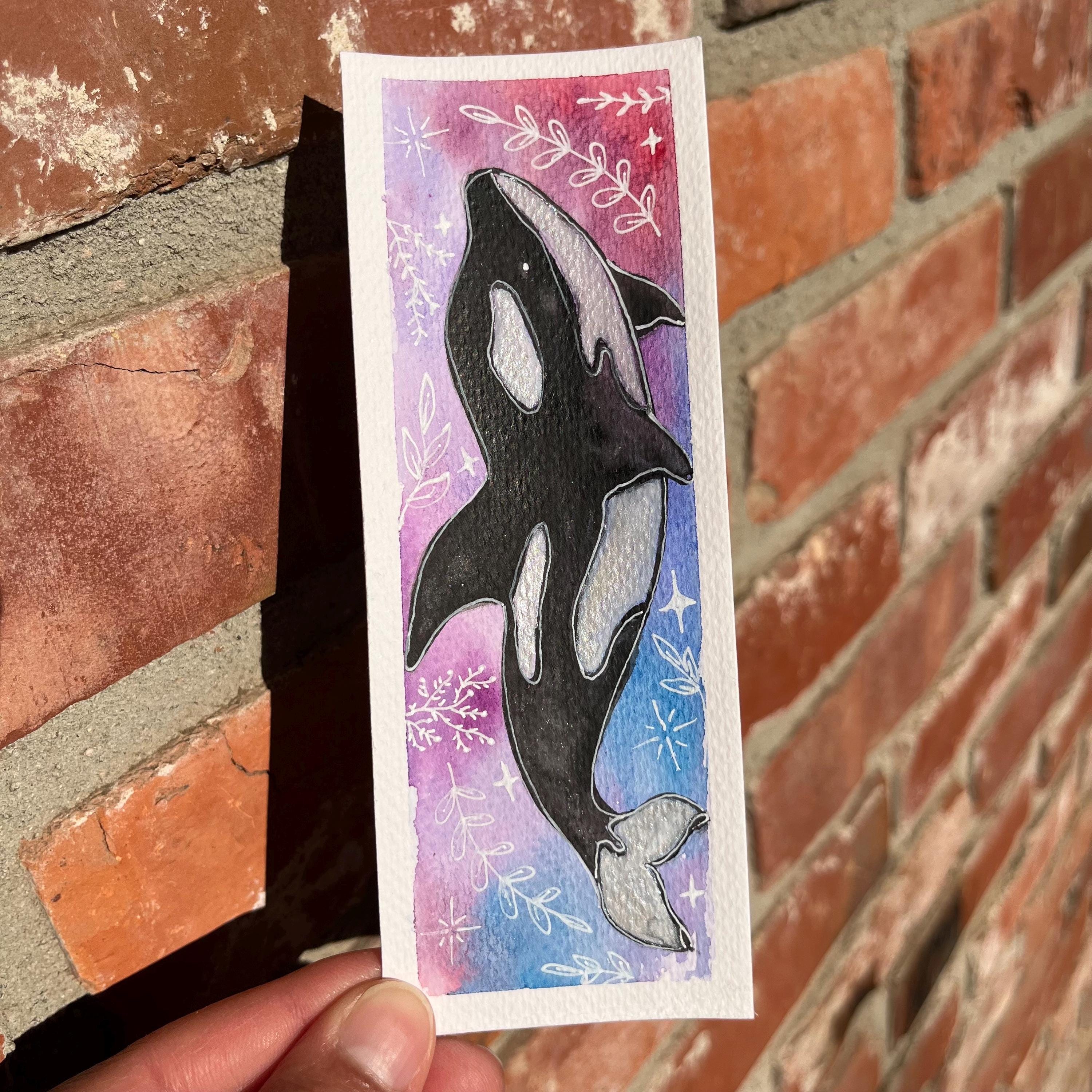 Orca / Killer Whale Watercolor Bookmark | Original Hand Painted - Etsy