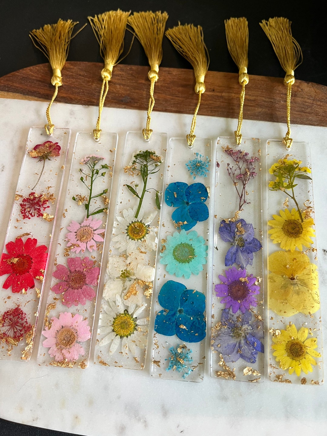 Floral Resin Bookmarks With Preserved Flowers | Handcrafted Resin ...