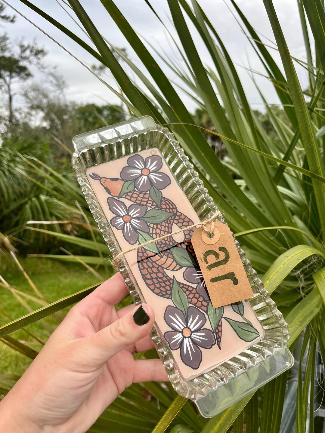 Snake Decorative Tray | Glass Perfume Tray | Handpainted Snake Home ...