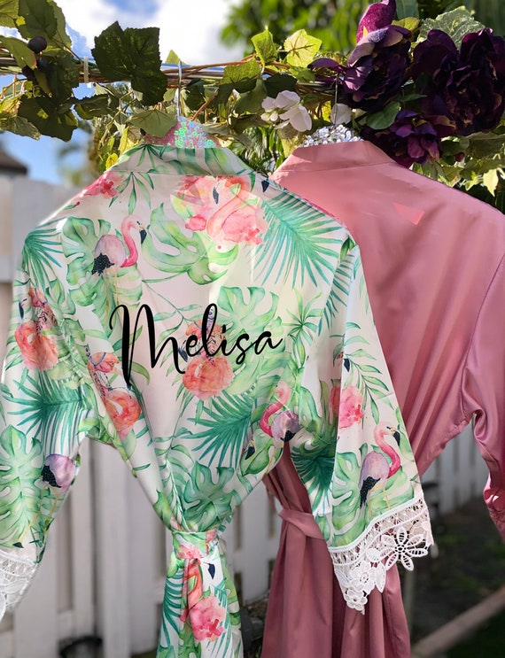 Tropical Leaf Robes Bridesmaid Robes Bachelorette Party - Etsy