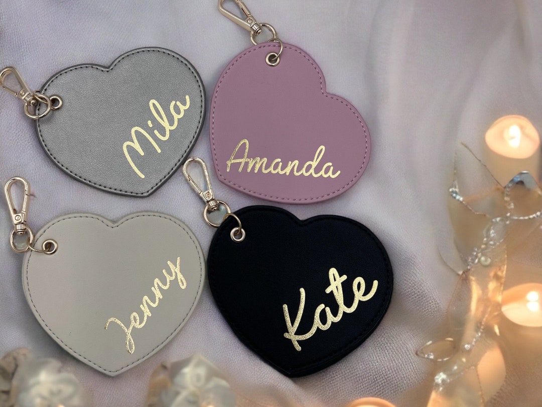 Personalized Keychains, Heart Keychain With Names, Keychain for Bags ...