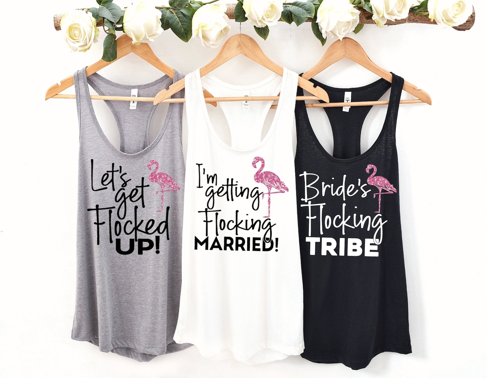 Flamingo Bachelorette Party Tank Tops, Getting Flocking Married, Bride ...