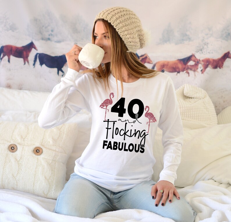 Flamingo Birthday Party Sweatshirts 40 and Flocking Fabulous - Etsy