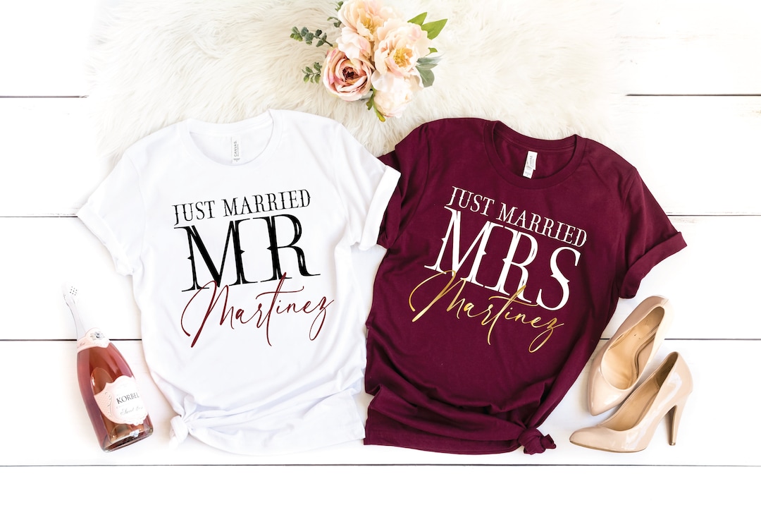 Mr and Mrs Just Married Shirts, Personalized Couples Matching Shirts ...