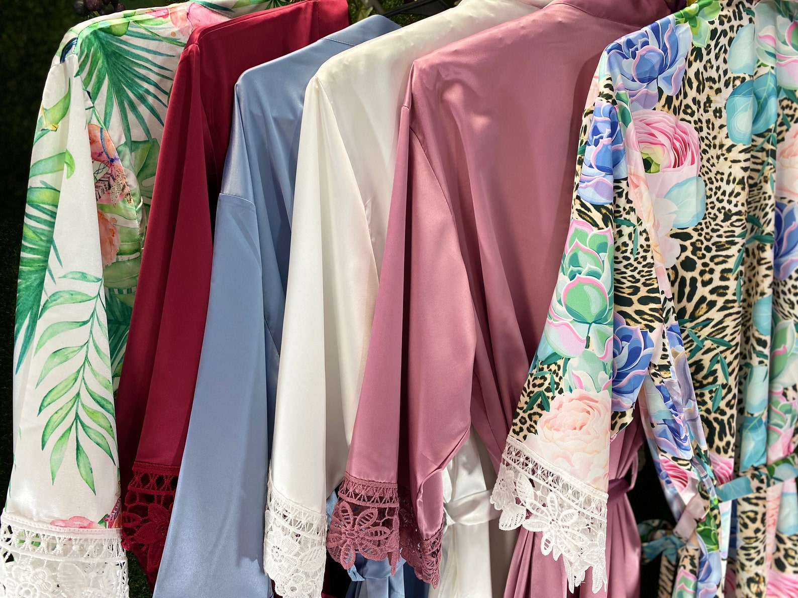 Bridesmaid Robes, Tropical Leaf Print Robes, Bridesmaid Gift, Wedding ...