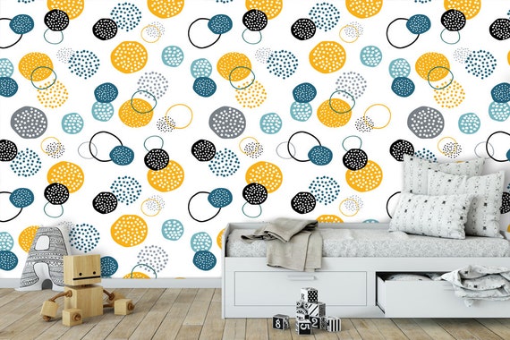 Circle Dots Wallpaper Peel and Stick Wallpaper Circle | Etsy