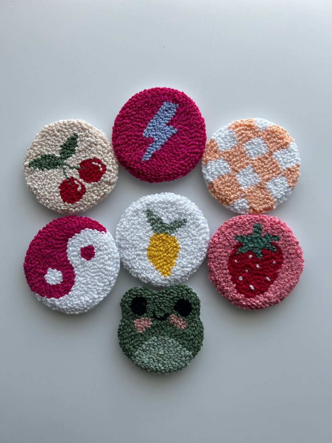 Customizable Punch Needle Car Coasters Set of 2 - Etsy