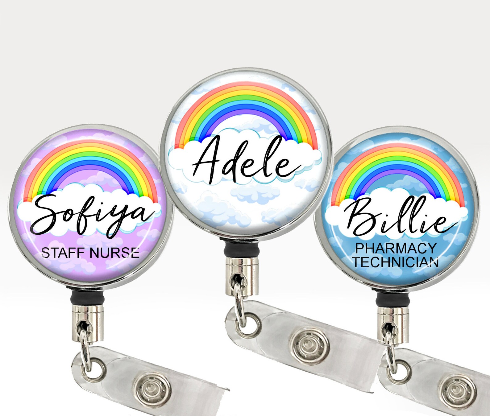 PERSONALISED Rainbow Custom Name Retractable ID Card Badge - Etsy UK