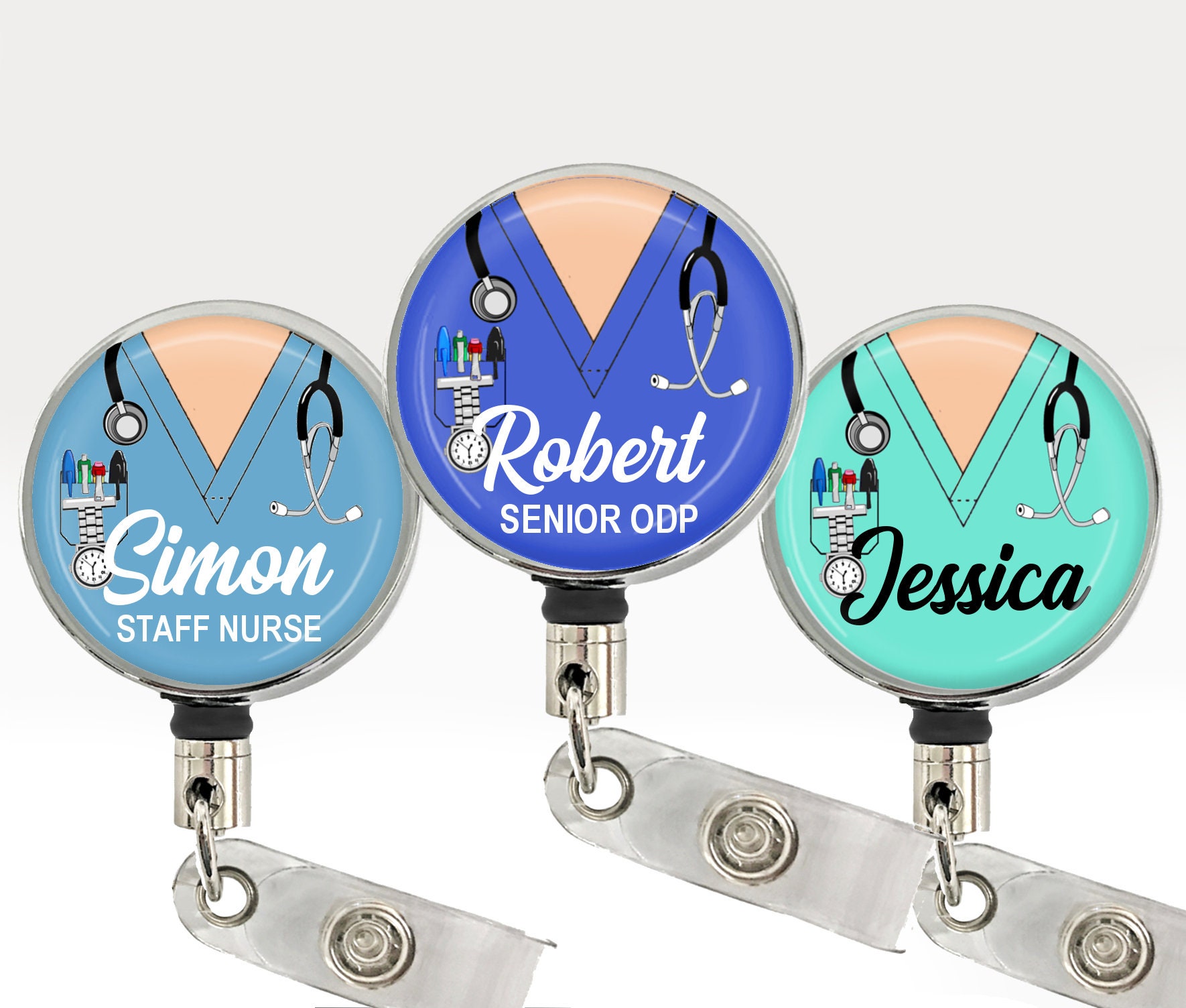PERSONALISED Medical Scrubs Uniform Retractable ID Card Badge | Etsy UK