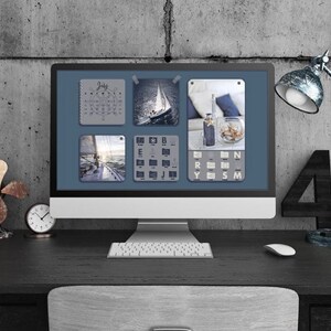 Desktop Folder Icons Navy | Folder Covers Dusty Blue, Dark Grey ...