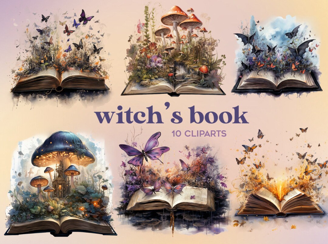 Clipart Witch’s Book PNG Template Downloadable Halloween Enchanted ...