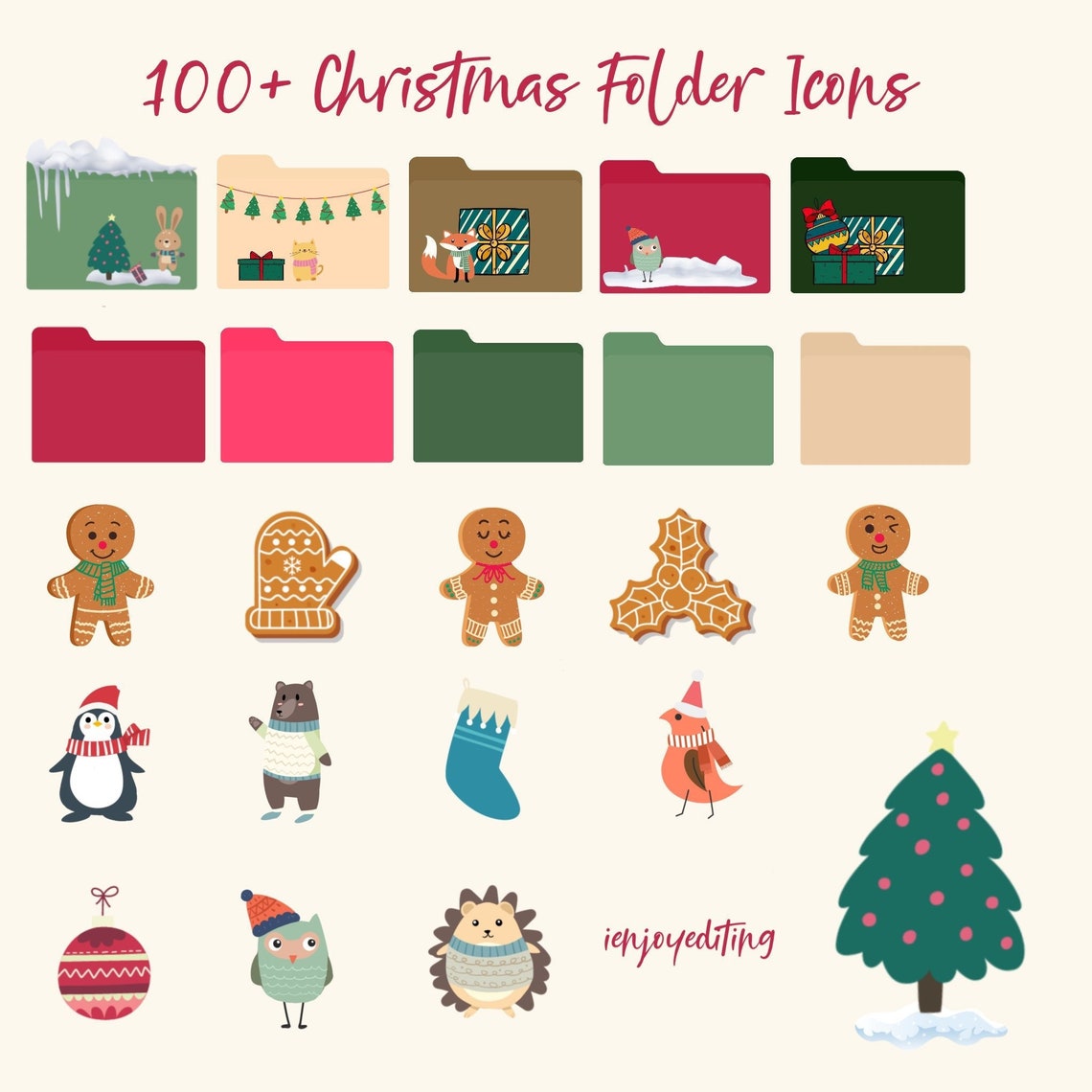 Christmas Colors Folder Icons for Mac Red Burgundy Winter - Etsy