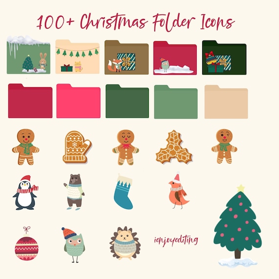 Christmas Colors Folder Icons for Mac Red Burgundy Winter | Etsy