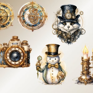 Steampunk Christmas Clipart PNG Template Winter Holiday Sublimation - Etsy