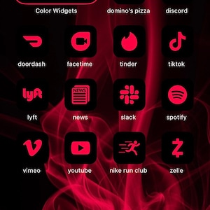 App Icons Neon Red, Black App Covers, Custom Your Home Screen - Etsy