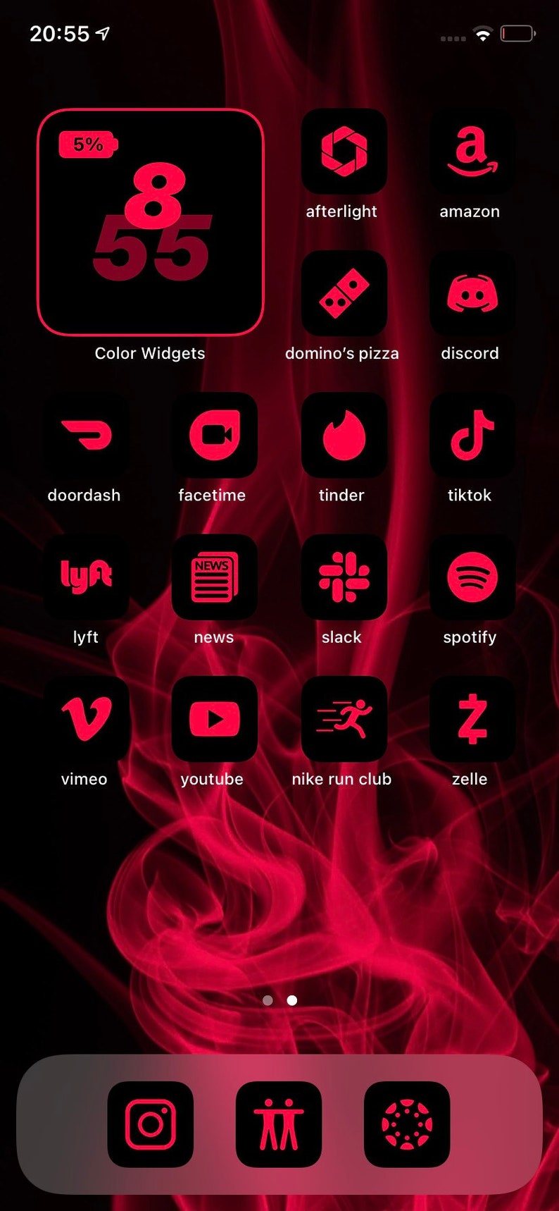 App Icons Neon Red Black App Covers Custom Your Home Screen - Etsy