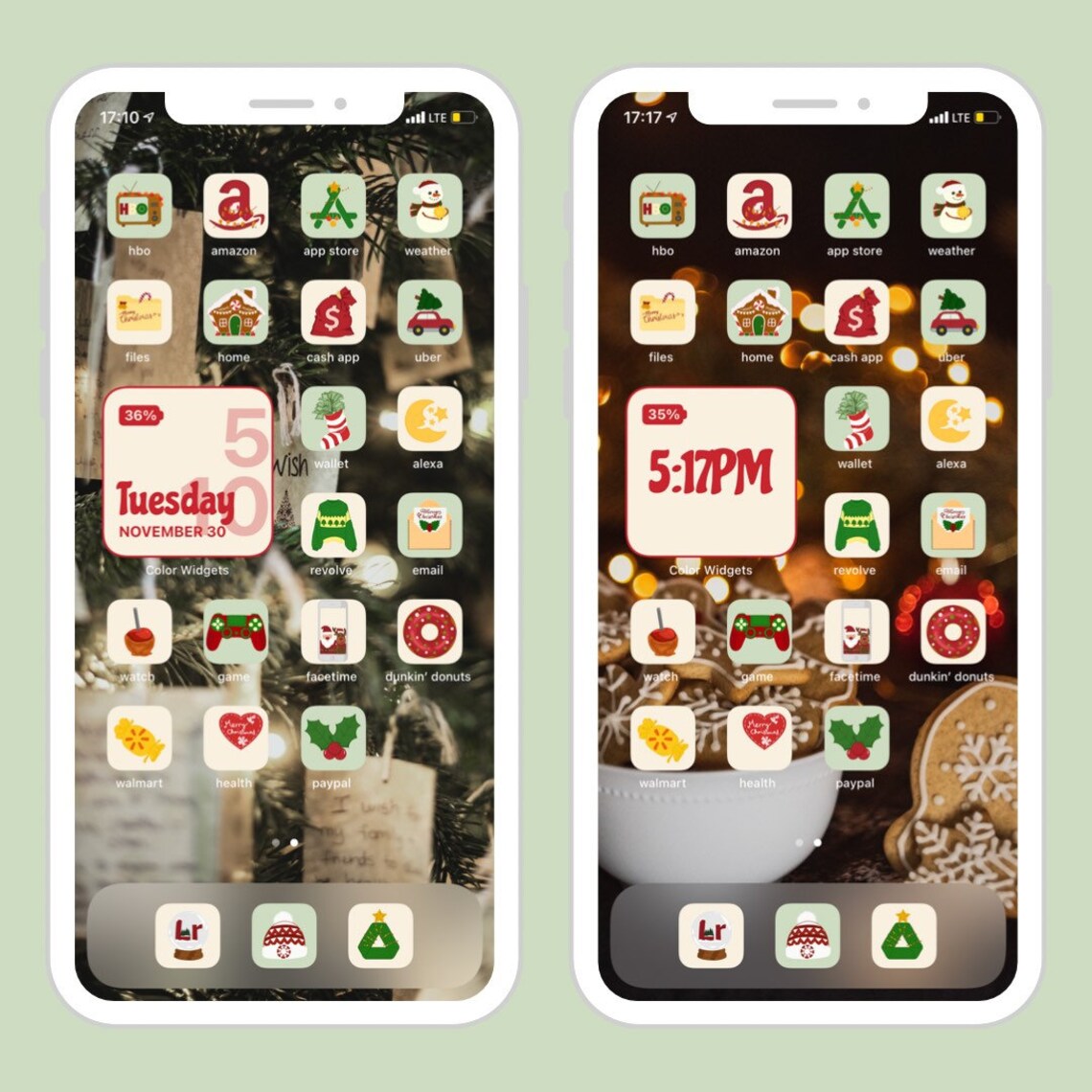 Hand Drawn App Icons Christmas, Winter, December, Red, Green, Xmas Eve ...