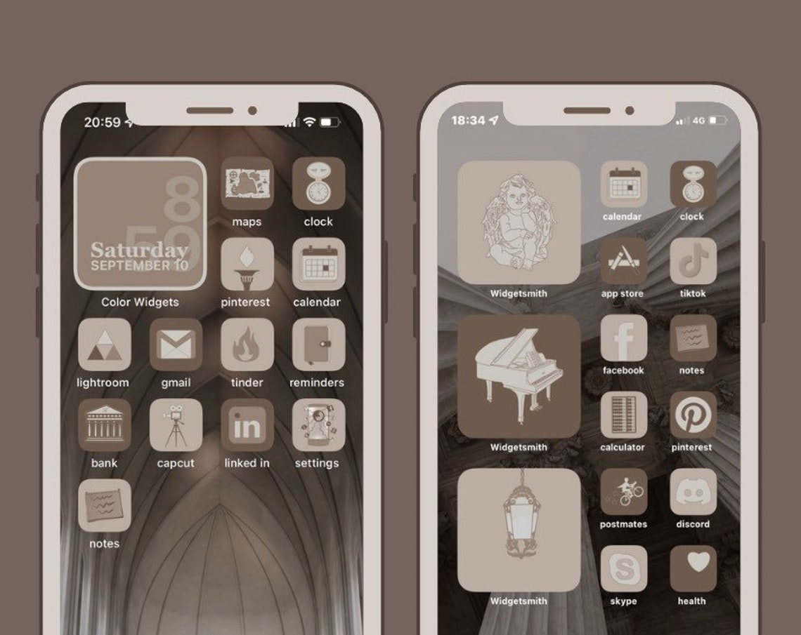 Light Academia App Icons Beige Brown Fall Neutral - Etsy